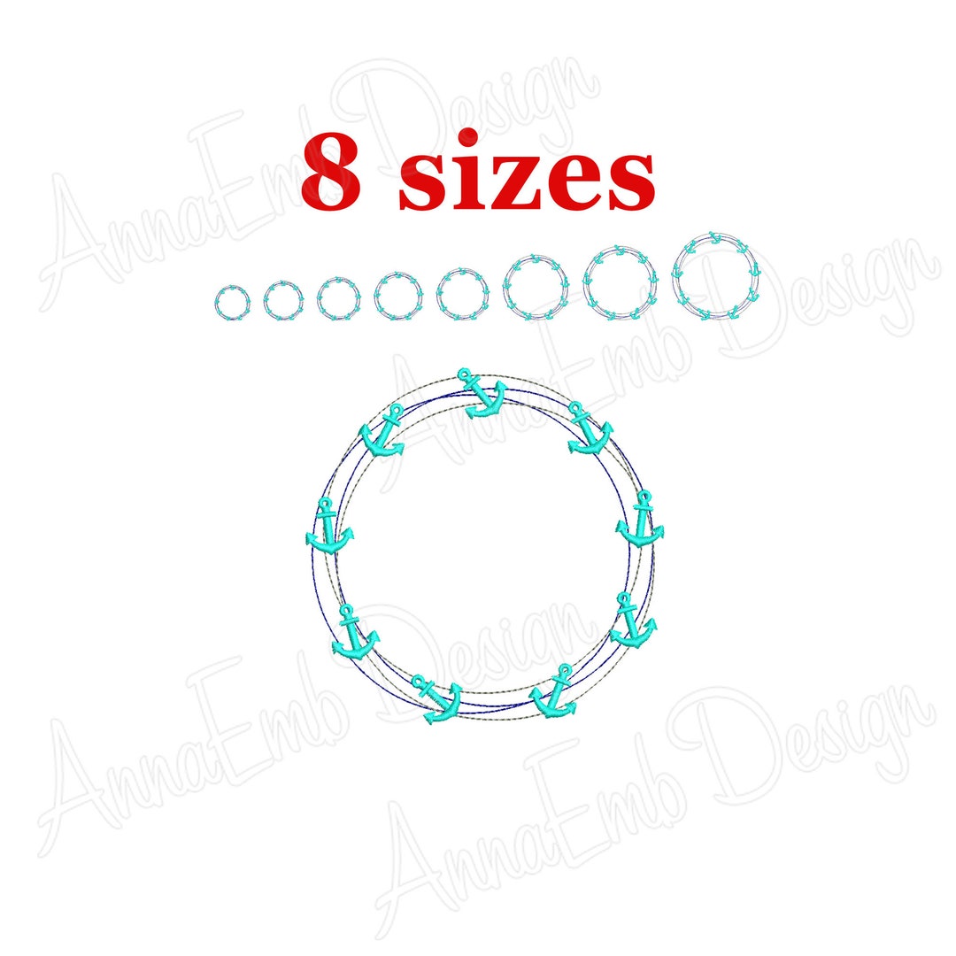 Anchor Monogram Frame Embroidery Design. Anchor Font Frame. Anchor ...