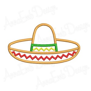Sombrero Applique Embroidery Design. Mexican Hat Embroidery Design ...