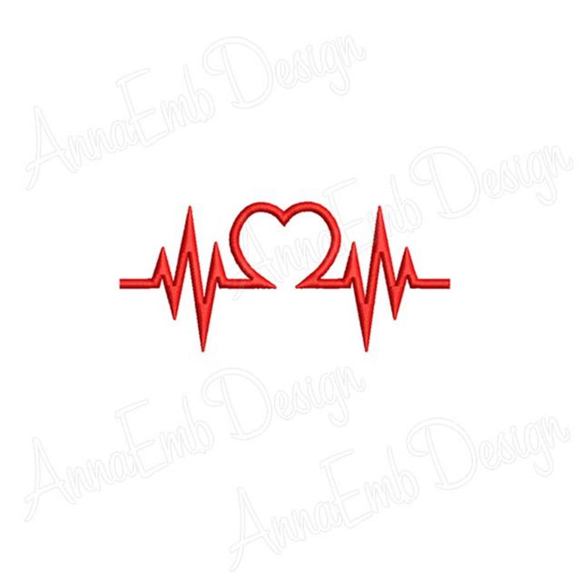 Heartbeat Embroidery Design. EKG Embroidery Design. Machine Embroidery ...