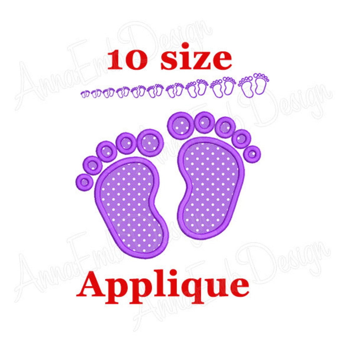 Baby Feet Applique Embroidery Design. Machine Embroidery Design. Mini ...