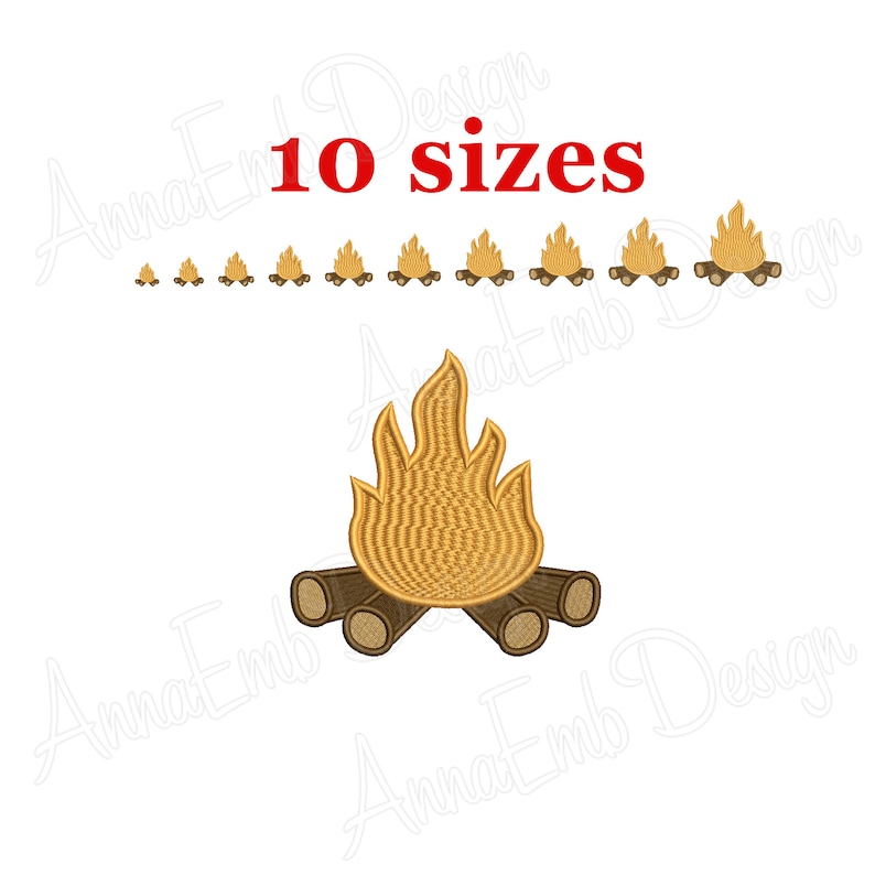 Camping Fire Embroidery Design. Bonfire Embroidery Design. - Etsy