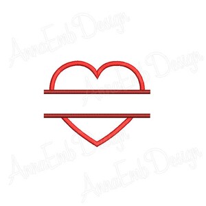 Split Heart Applique Embroidery Design. Heart Frame Embroidery ...
