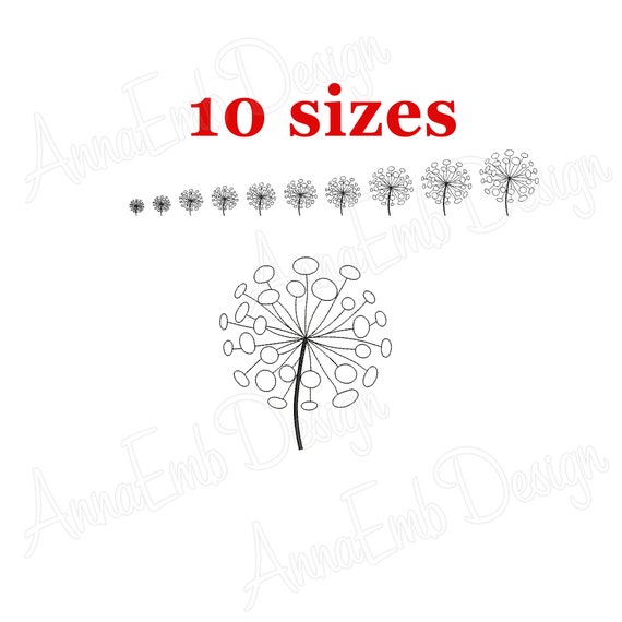 Dandelion Embroidery Design. Dandelion Machine Embroidery. - Etsy