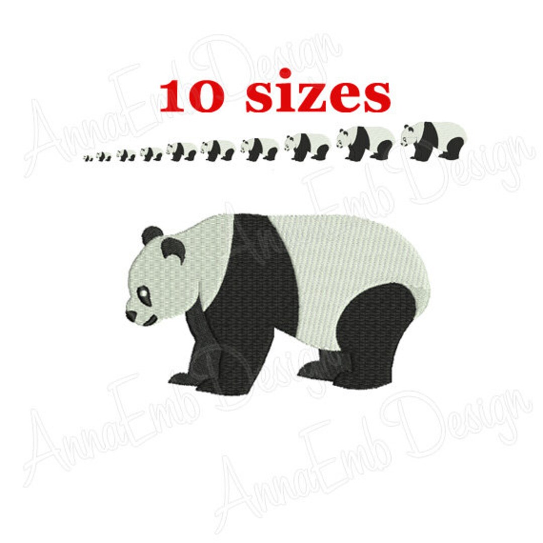 Panda Bear Embroidery Design. Panda Silhouette Embroidery Design. Panda ...