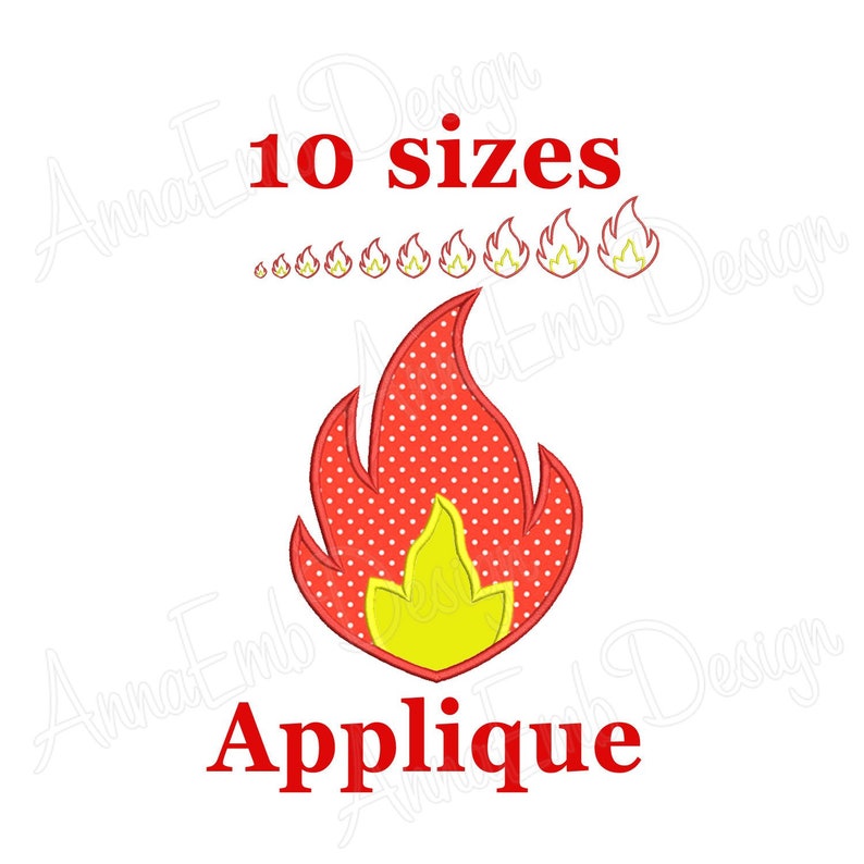 Flame Applique Embroidery Design. Flame Embroidery Design. | Etsy