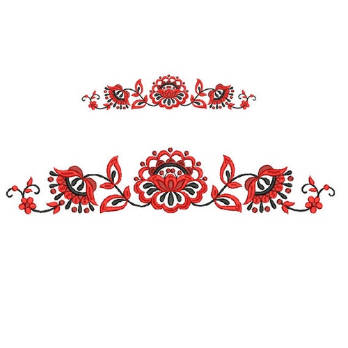 Flower Border Embroidery Design. Floral Border. Flower - Etsy