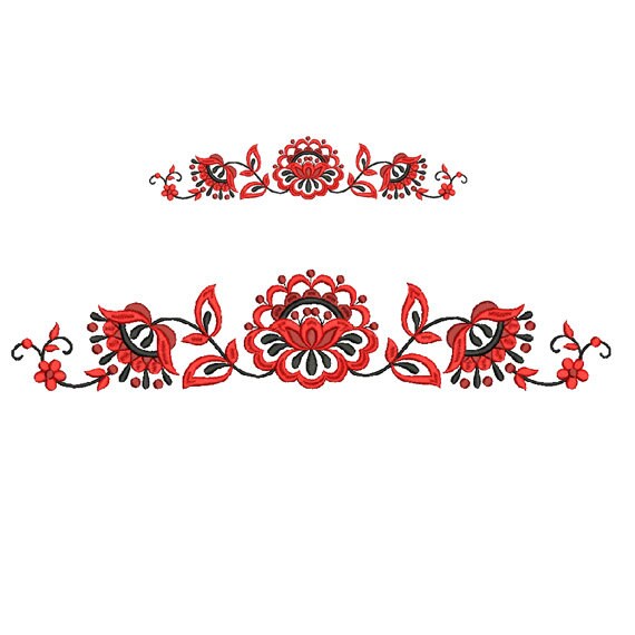 Flower Border Embroidery Design. Floral Border. Flower - Etsy