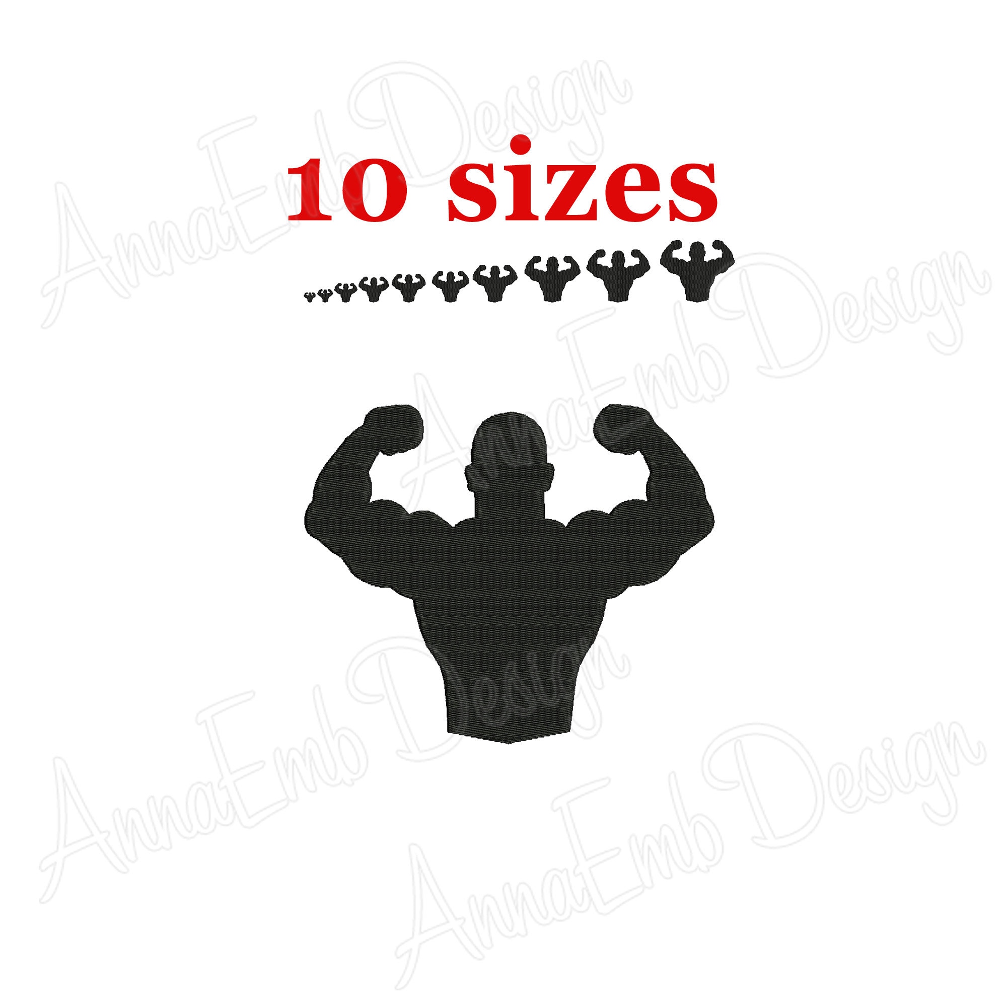 Bodybuilder Embroidery Design. Bodybuilder Silhouette. Cross - Etsy