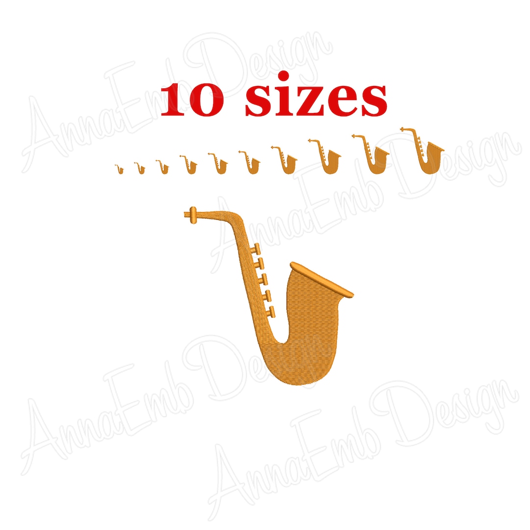 Saxophone Embroidery Design. Saxophone Machine Embroidery Design ...