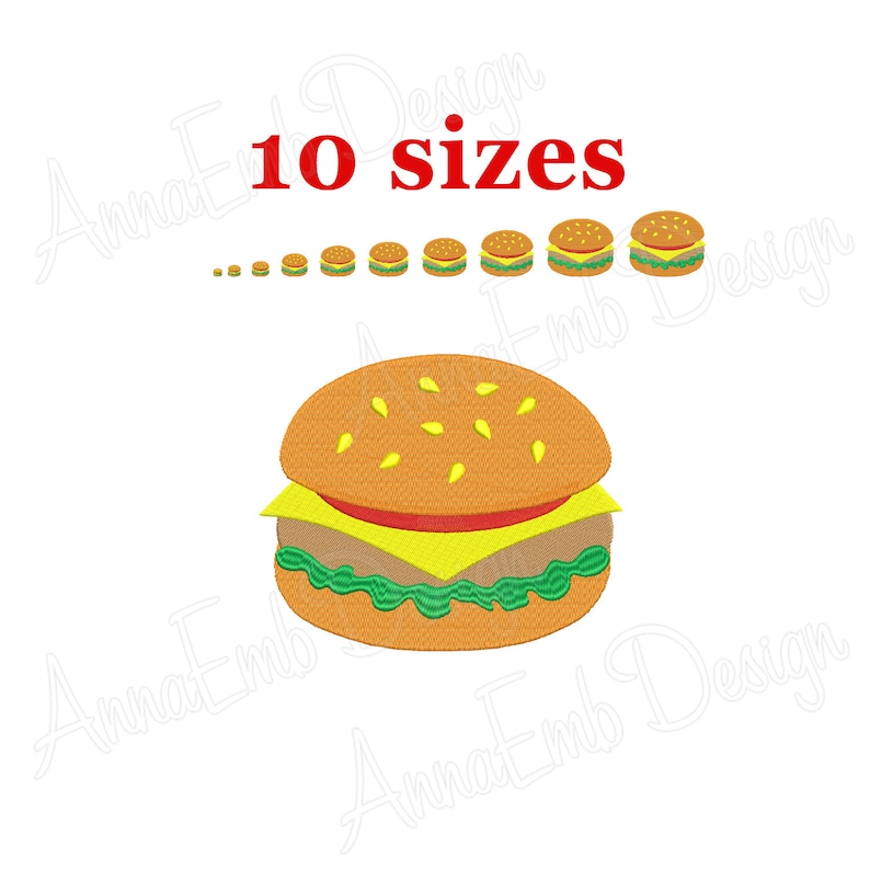 Burger Embroidery Design. Hamburger Embroidery Design. - Etsy