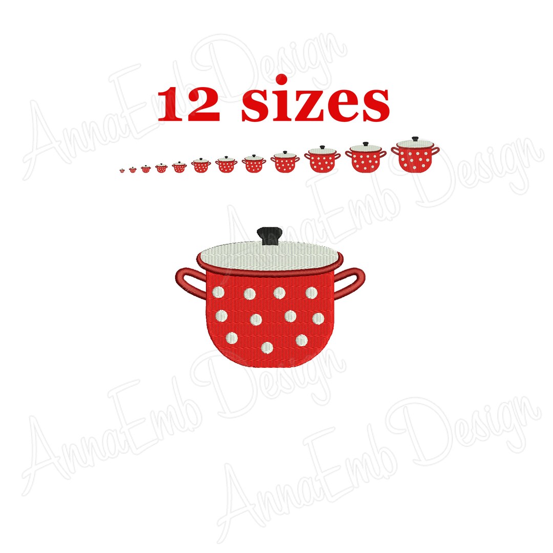 Cooking Pot Embroidery Design. Kitchen Pot Embroidery Design. Saucepan ...