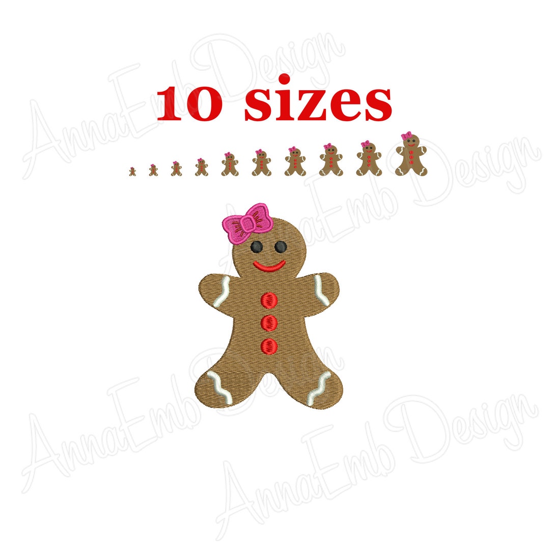 Gingerbread Girl Embroidery Design. Mini Gingerbread Girl. Christmas ...