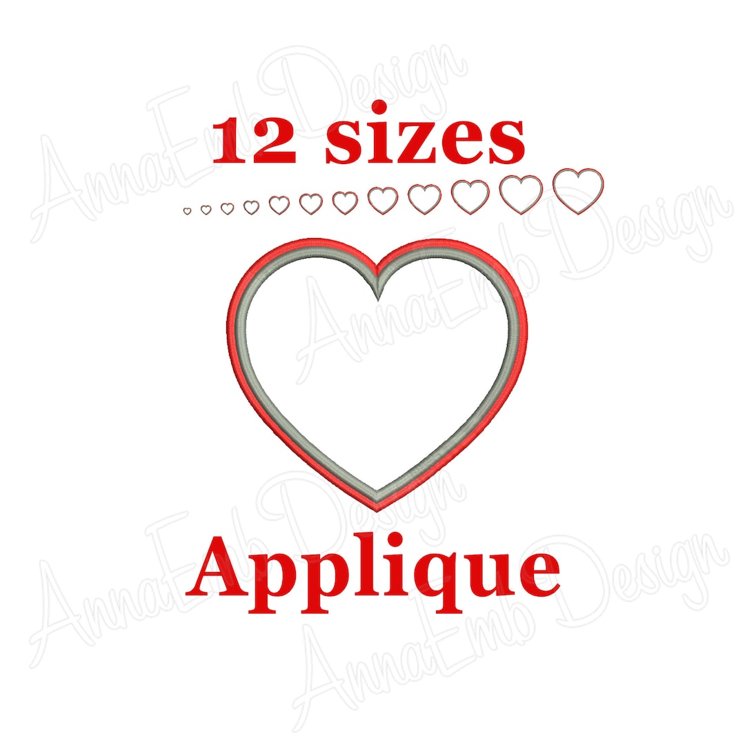 Heart Applique Embroidery Design. Heart Machine Embroidery Applique ...