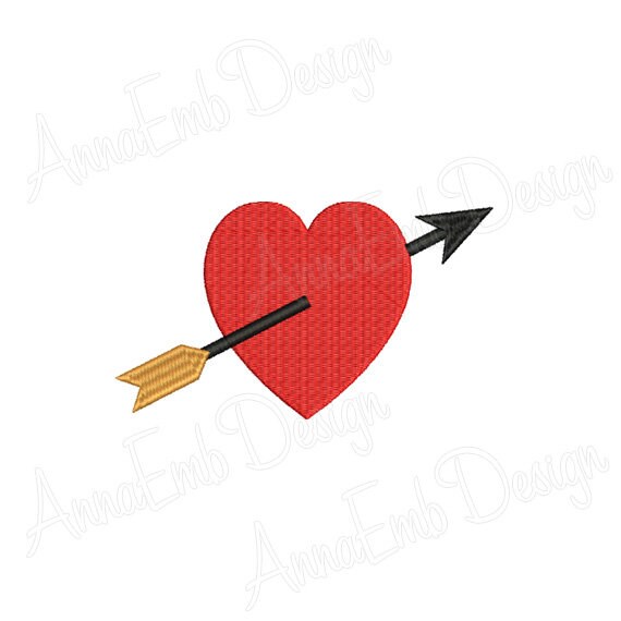 Heart and Arrow Embroidery Design. Machine embroidery design. | Etsy