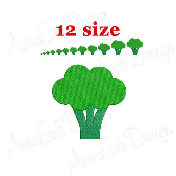 Broccoli Embroidery Design. Broccoli Silhouette Embroidery | Etsy
