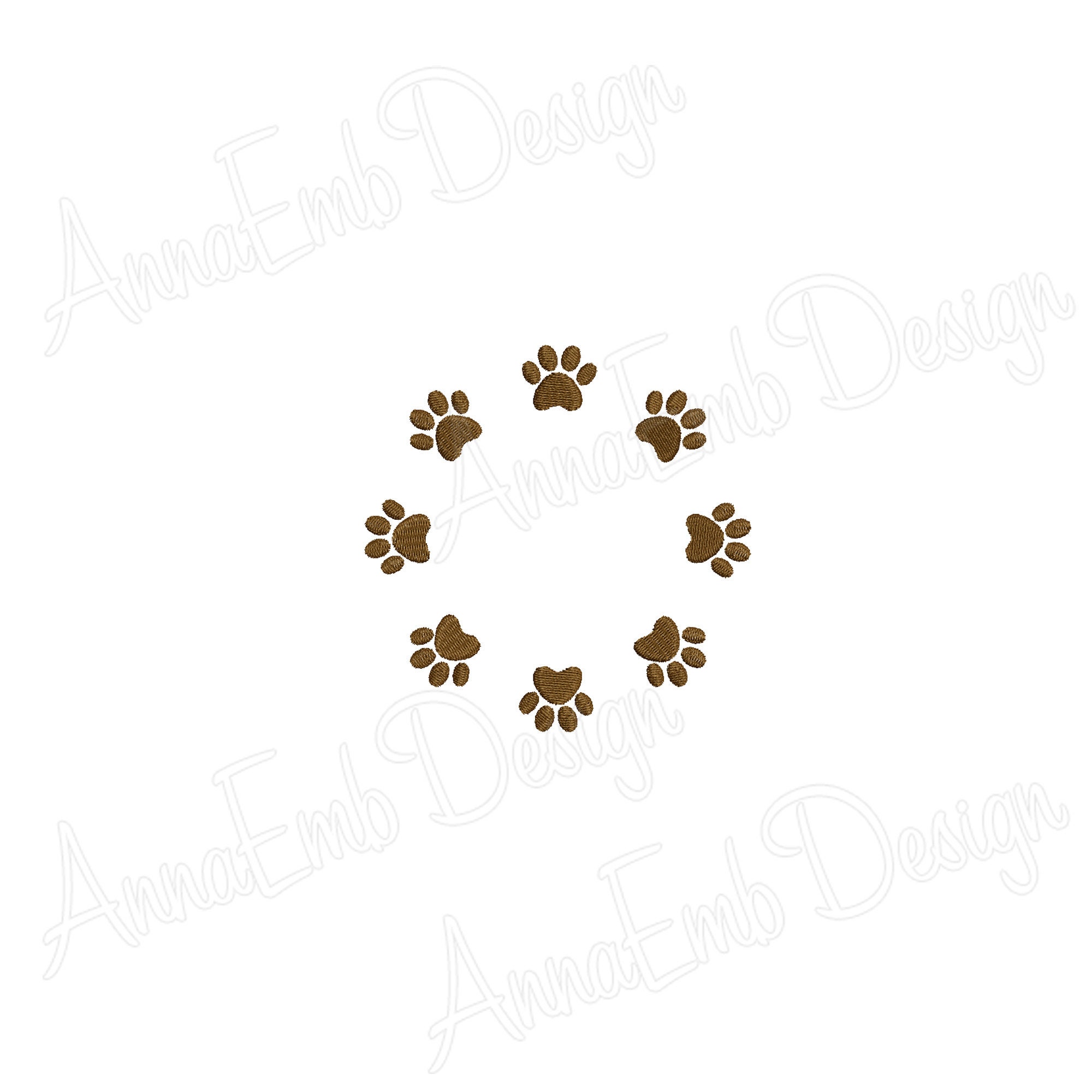 Paw Print Circle Embroidery Design. Paw Print Monogram Frame. Machine ...