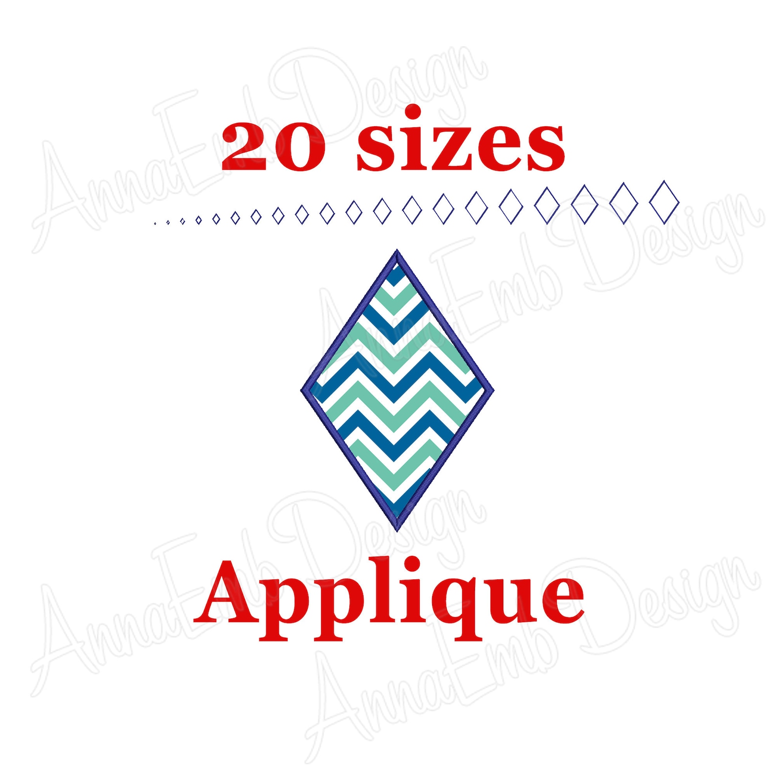 Diamond Applique Embroidery Design. Diamond Embroidery Design. | Etsy