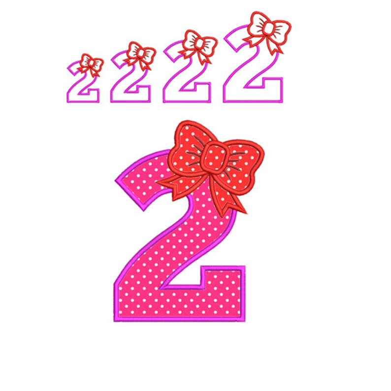 Bow With Number 2 Applique Machine Embroidery Design. Number 2 - Etsy