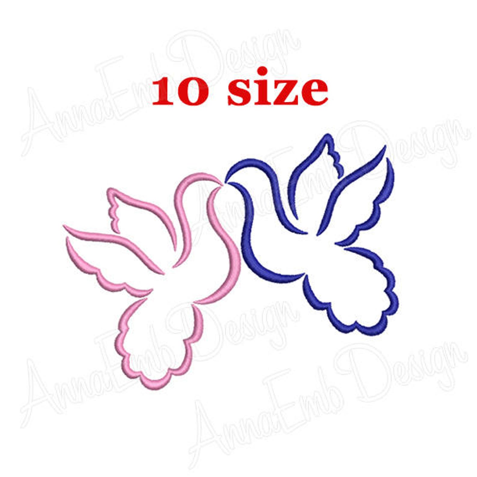 Dove Embroidery Design. Wedding Doves. Peace Embroidery - Etsy