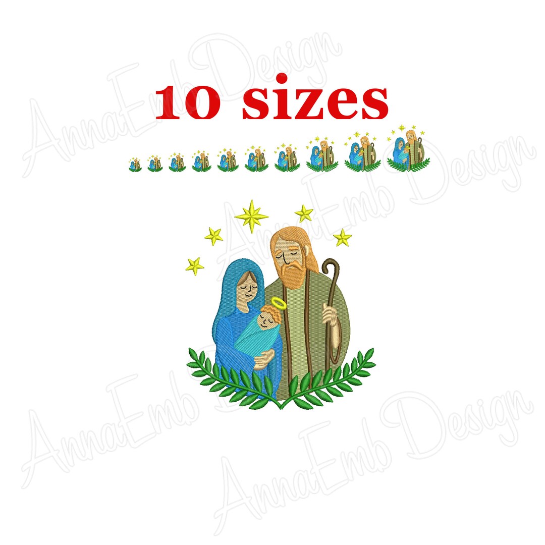 Nativity Scene Embroidery Design. Christmas Nativity Scene Embroidery ...
