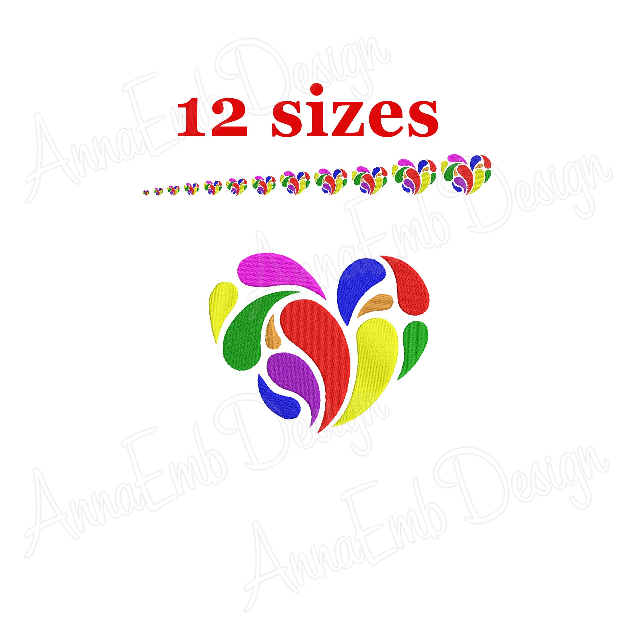 Heart Embroidery design. Mini heart Embroidery. Love. Rainbow | Etsy