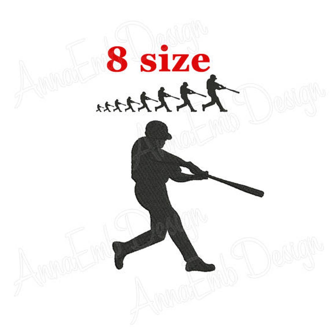 Baseball Player Embroidery Design. Baseball Player Silhouette. Baseball ...