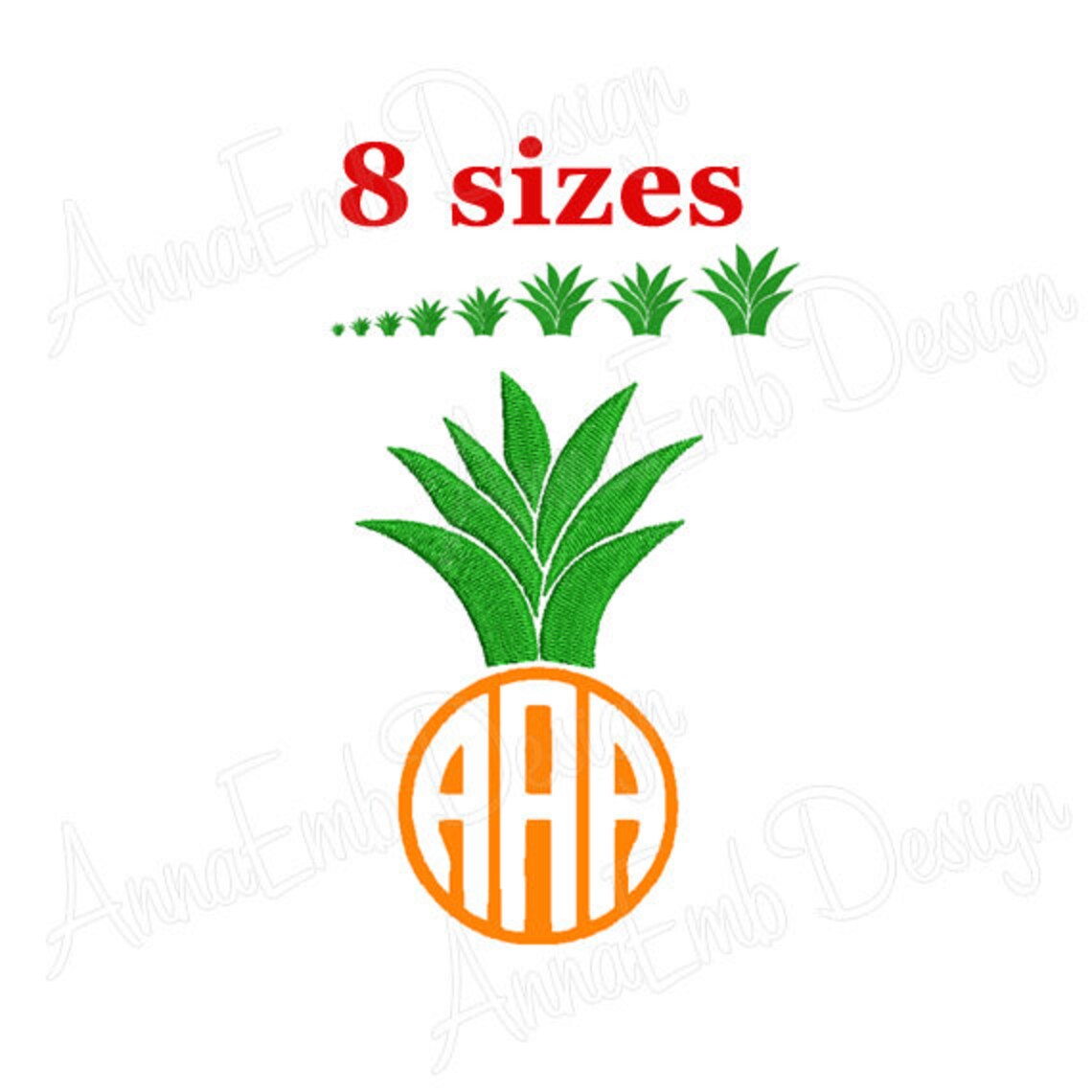 Pineapple Embroidery Design. Pineapple Monogram. Pineapple | Etsy