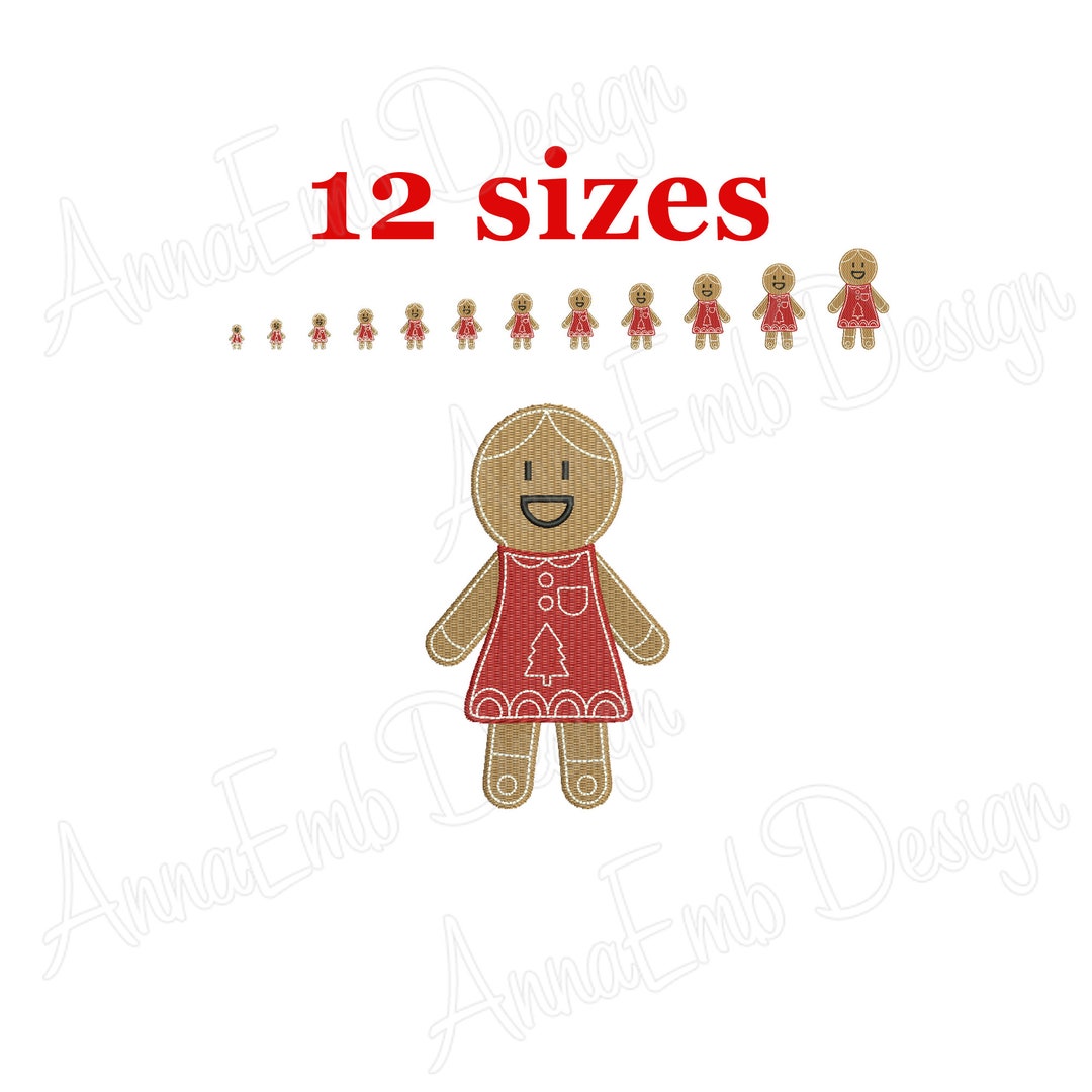 Gingerbread Girl Embroidery Design. Mini Gingerbread Girl. Christmas ...