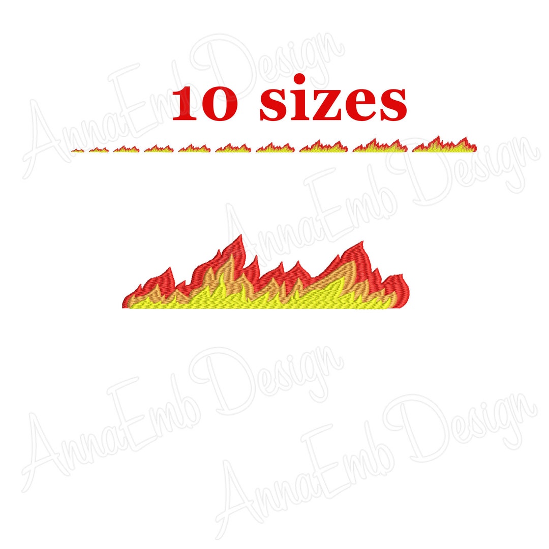 Flame Embroidery Design. Flame Silhouette Embroidery Design. Flame ...