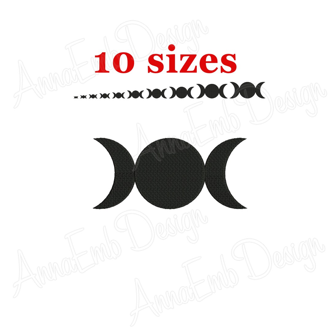 Moon Embroidery Design. Moon Silhouette Embroidery Design. Moon Design ...