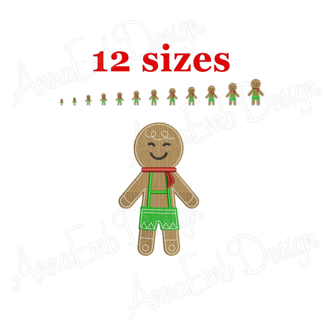 Gingerbread Man Embroidery Design. Mini Gingerbread Man. Christmas ...