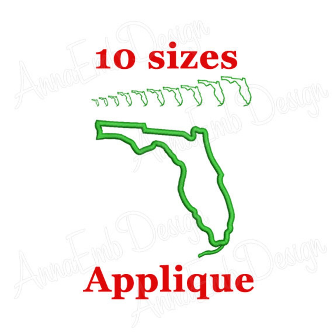 Florida Applique Embroidery Design. Florida State Design. - Etsy
