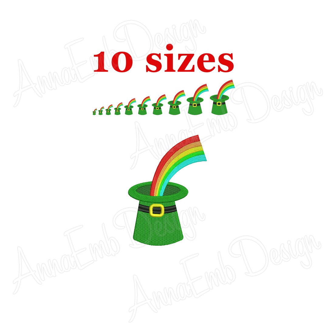 Leprechaun Hat Embroidery Design. Leprechaun Hat Rainbow Embroidery ...