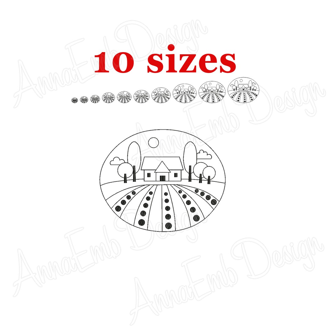Farm Embroidery Design. Field Embroidery Barn Mini Embroidery. Barn ...