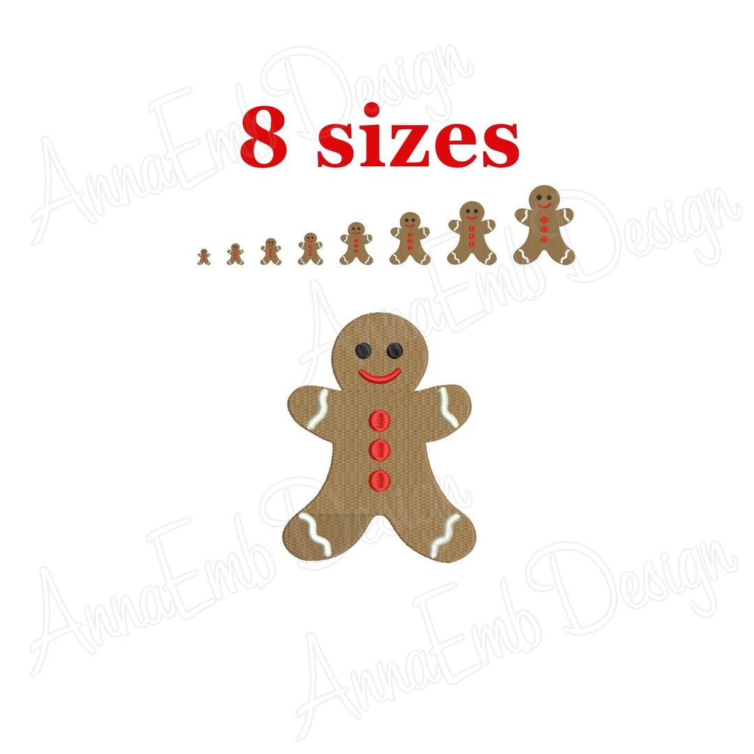 Gingerbread Man Embroidery Design. Mini Gingerbread Man. Christmas ...