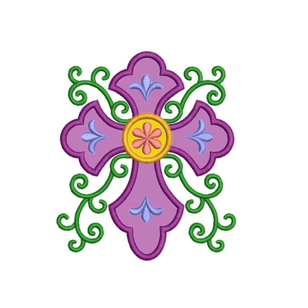 Cross Applique Embroidery Design. Machine Embroidery. Cross Embroidery ...