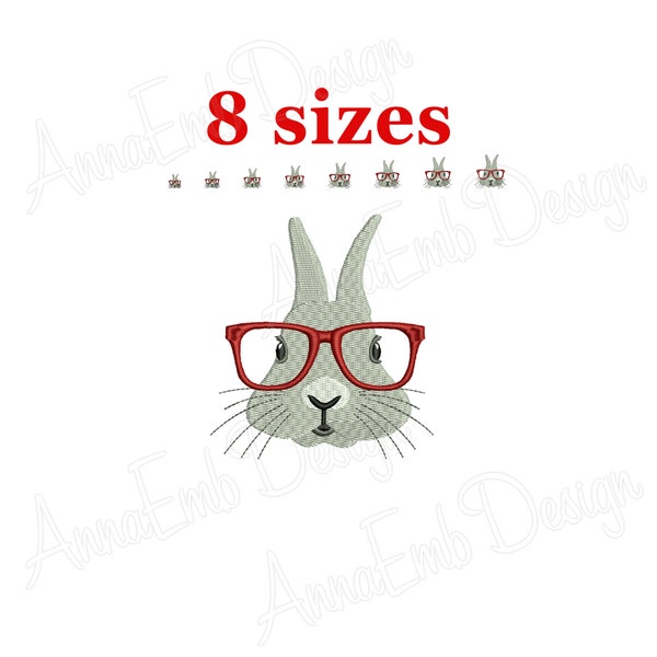 Bunny With Glasses Embroidery Design - Etsy