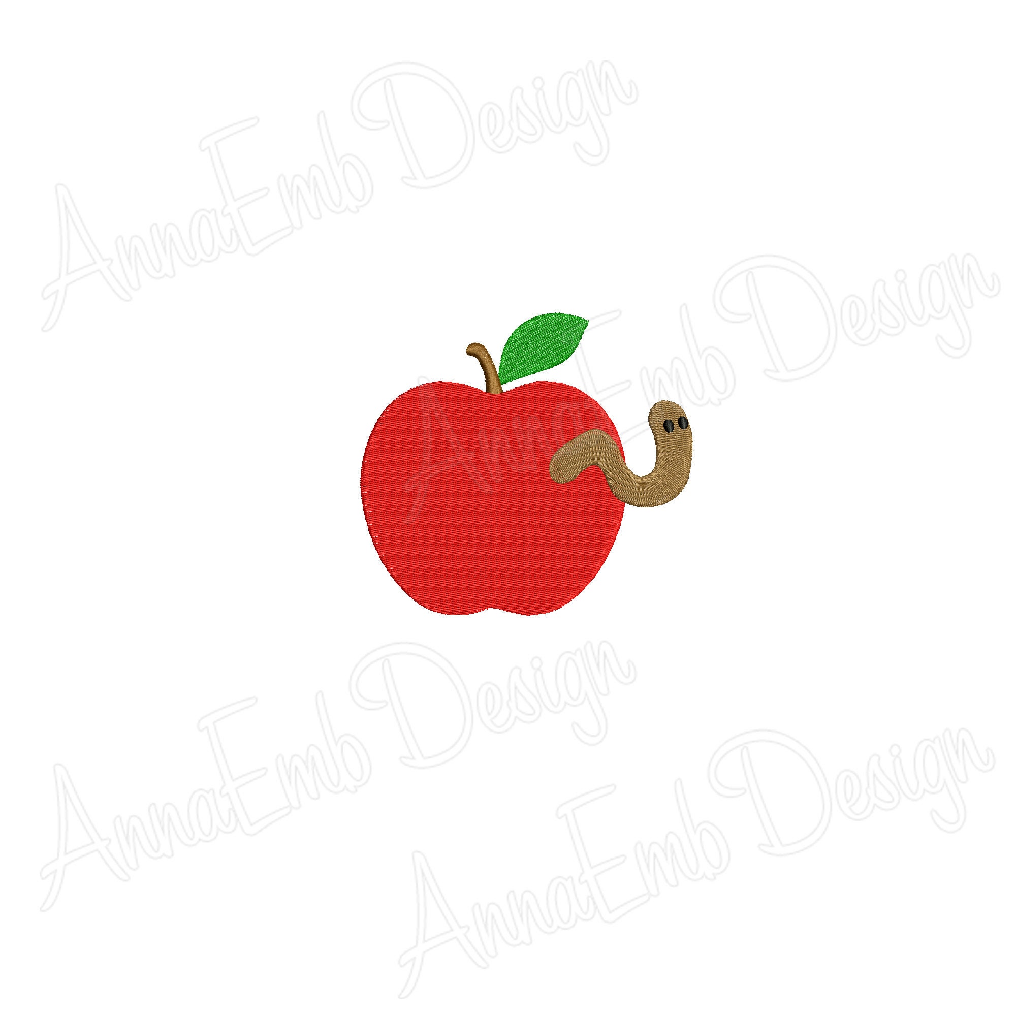 Apple & Worm Embroidery Design, Back to School (instant Download) - Etsy