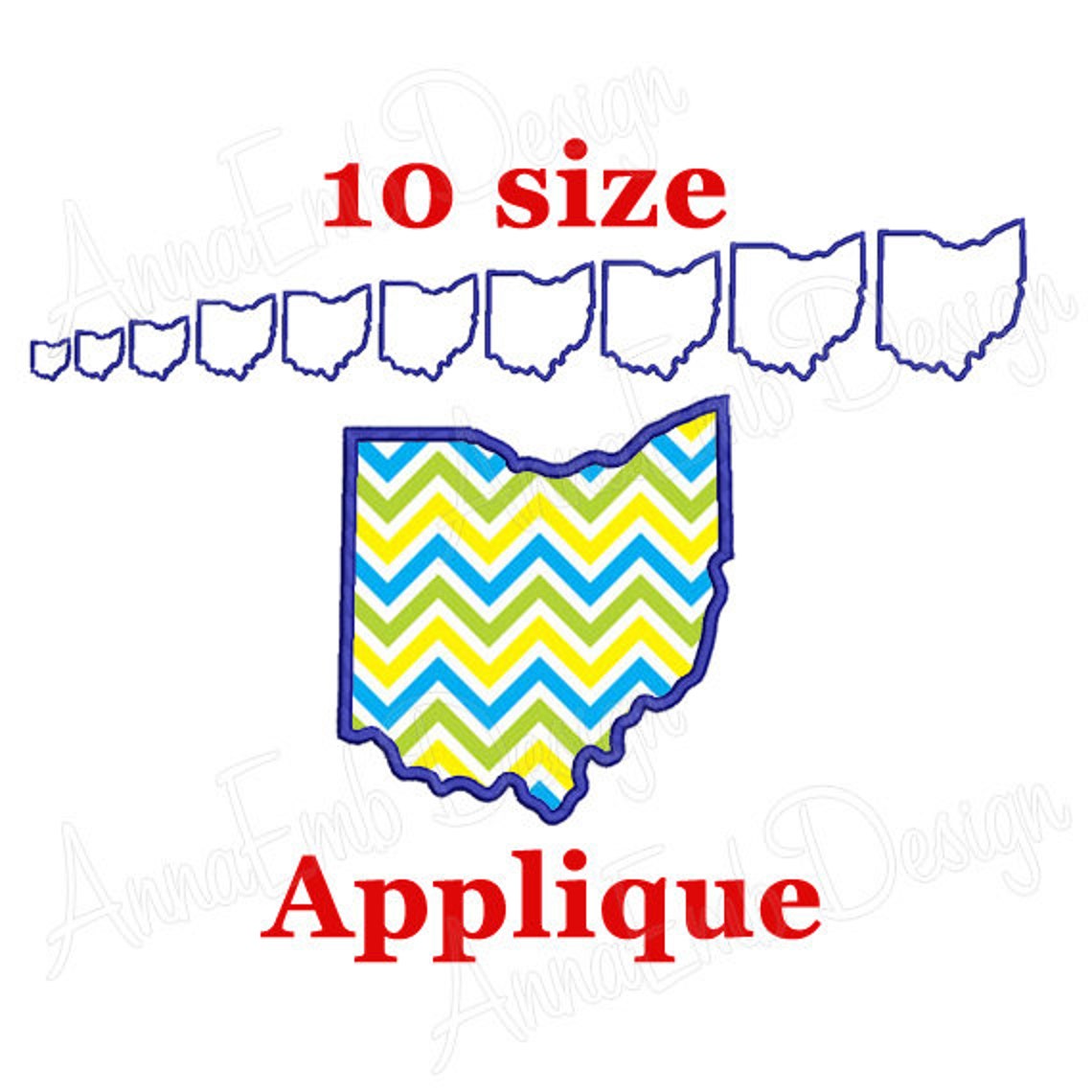 Ohio State Applique Embroidery Design. State Applique | Etsy