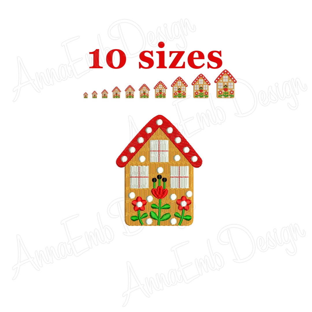 House Embroidery Design. Gingerbread House Embroidery Design. House ...