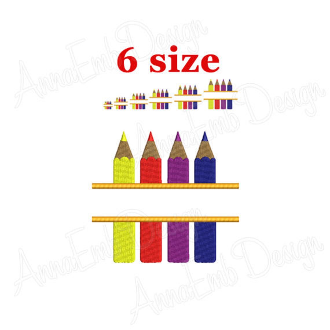 Split Pencil Embroidery Design. Back to School Design. First | Etsy