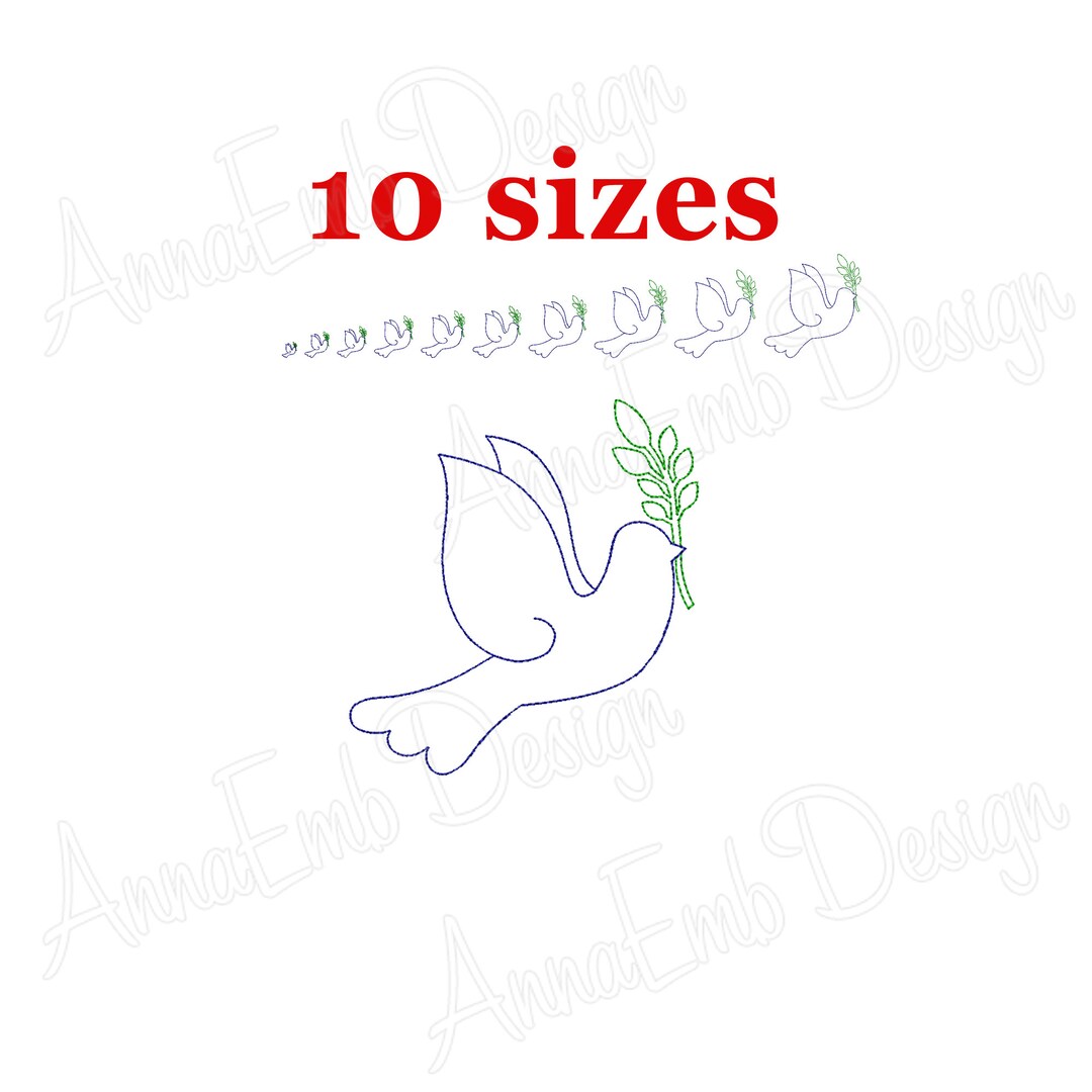 Dove Embroidery Design. Peace Embroidery Design. Bird Embroidery Design ...