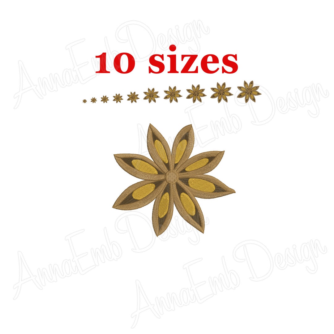 Star Anise Embroidery Design. Kitchen Embroidery. Star Anise Mini ...