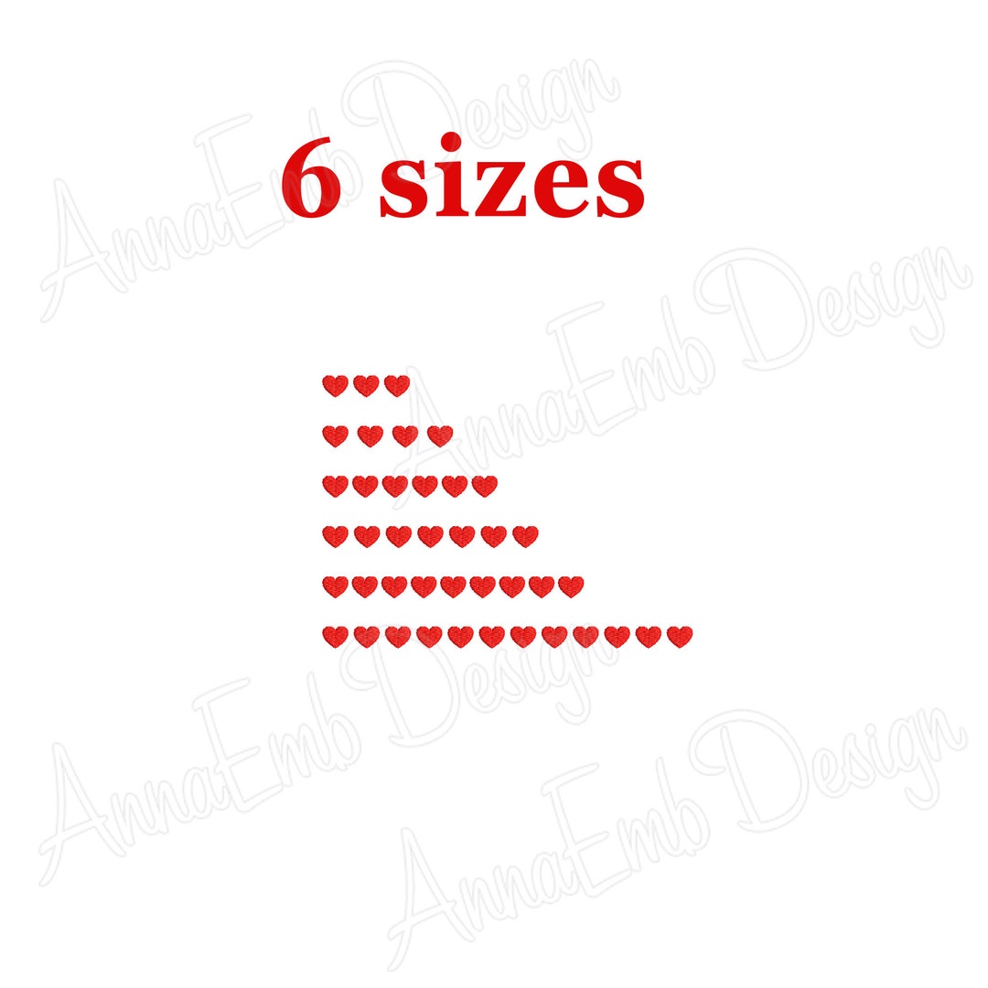 Hearts Border Embroidery Design. Heart Line. Heart Embroidery Design ...