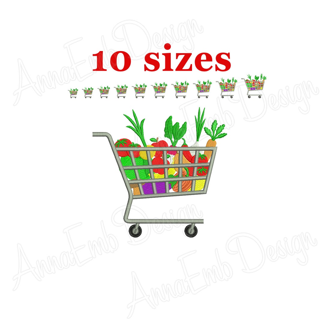 Shopping Cart Embroidery Design. Shopping Cart Mini. Grocery Cart ...