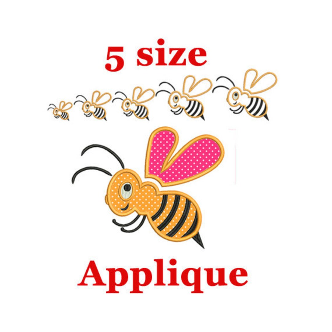 Bee Applique Embroidery Design. Bumble Bee Embroidery Design. Machine ...