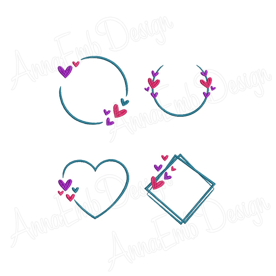 Heart Frame Embroidery Design. Heart Wreath Design. Circle Monogram ...