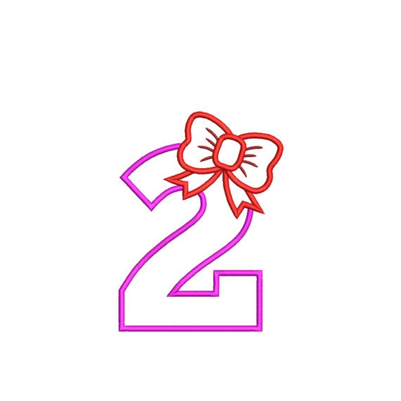Bow With Number 2 Applique Machine Embroidery Design. Number 2 - Etsy