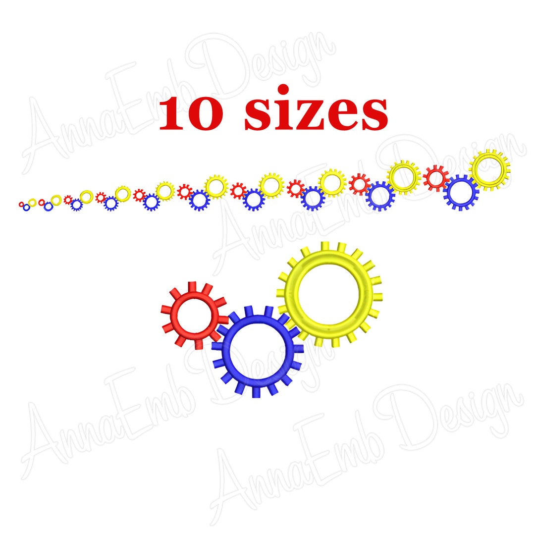Gears Embroidery Design. Gear Cogwheel Embroidery Designs. Machine ...