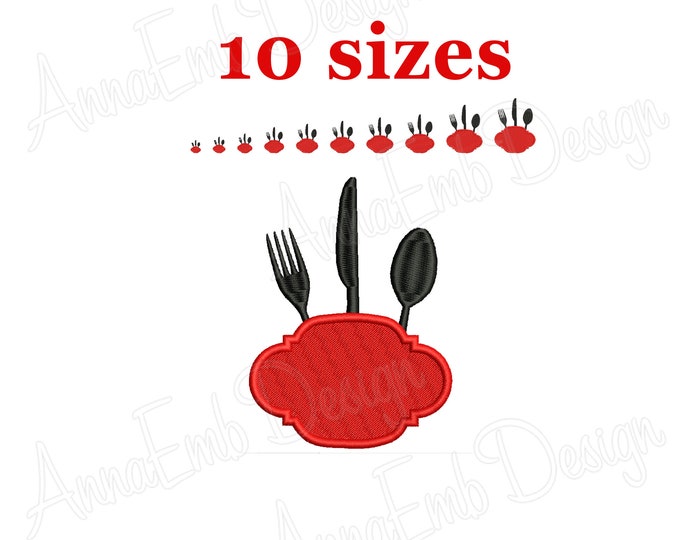 Cutlery Fork Knife Spoon Embroidery Design. Mini Cutlery. Cutlery ...